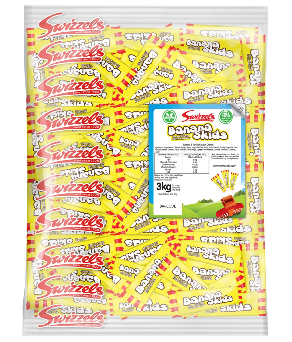 3kg of Banana Skids – Swizzels Matlow
