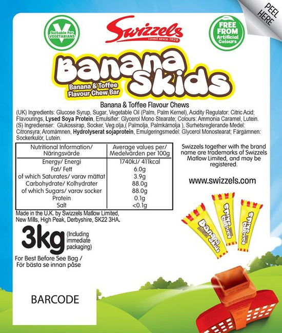 3kg of Banana Skids – Swizzels Matlow